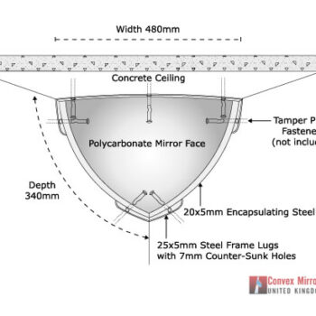 600mm (24") Polycarbonate Quarter Dome Institutional Mirror