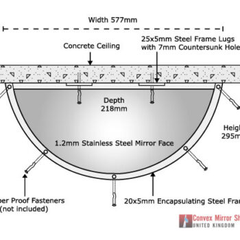 500mm (20") Stainless Steel Half Dome Institutional Mirror