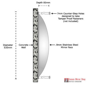 500mm (20") Stainless Steel Wall Dome Institutional Mirror